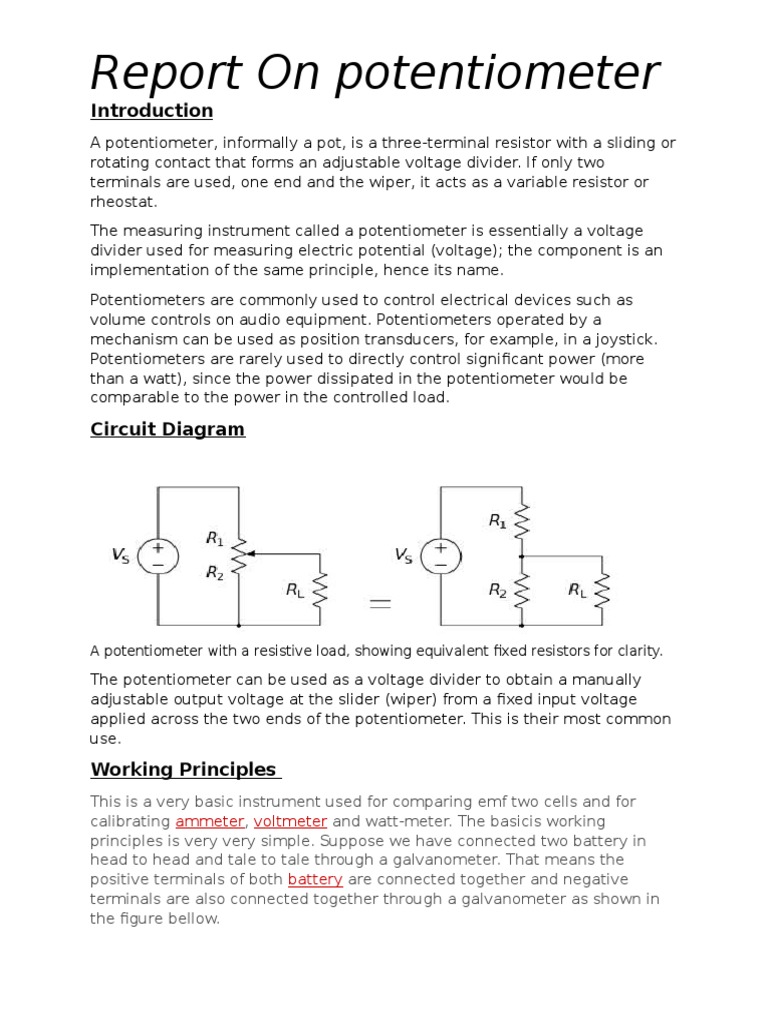 Potentiometer | PDF | Telecommunications Engineering | Electrical Components