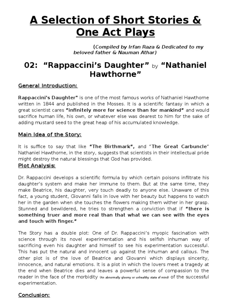 Themes and Summary of Rappaccini's Daughter | PDF | Philosophy