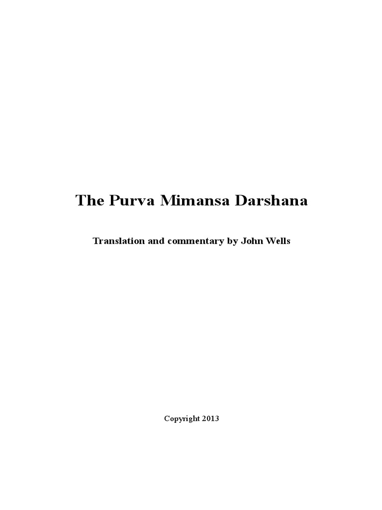 The Purva Mimansa Darshana | PDF | Hindu Philosophy | Vedas
