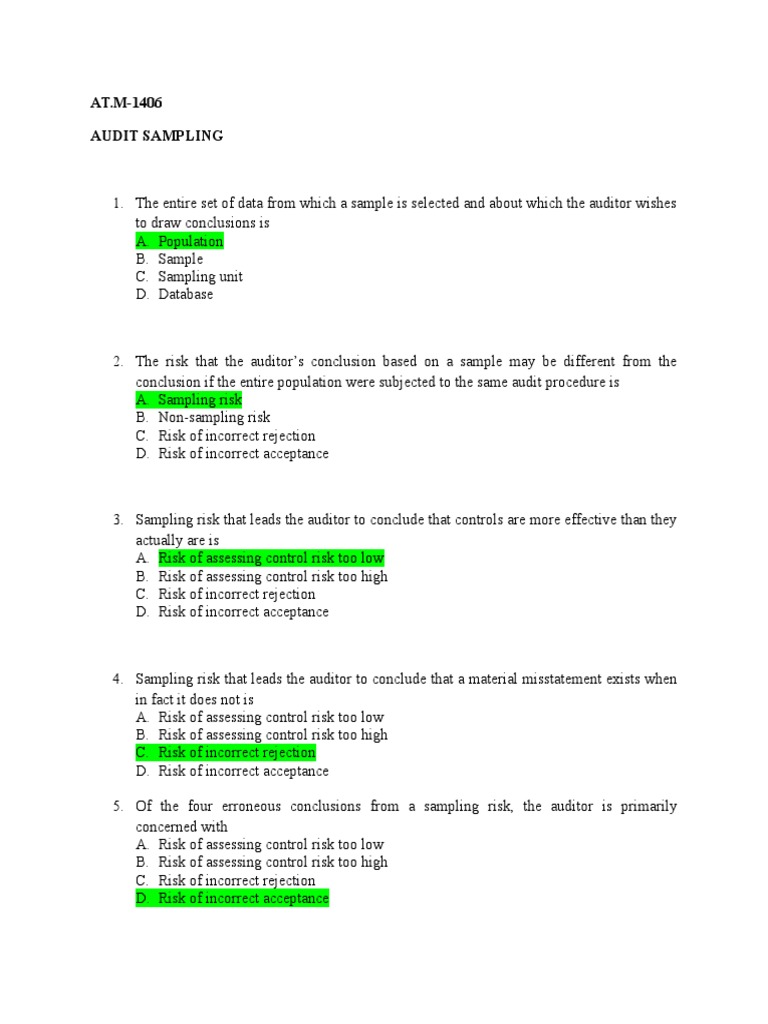 CERTS - Audit Sampling | PDF | Sampling (Statistics) | Risk