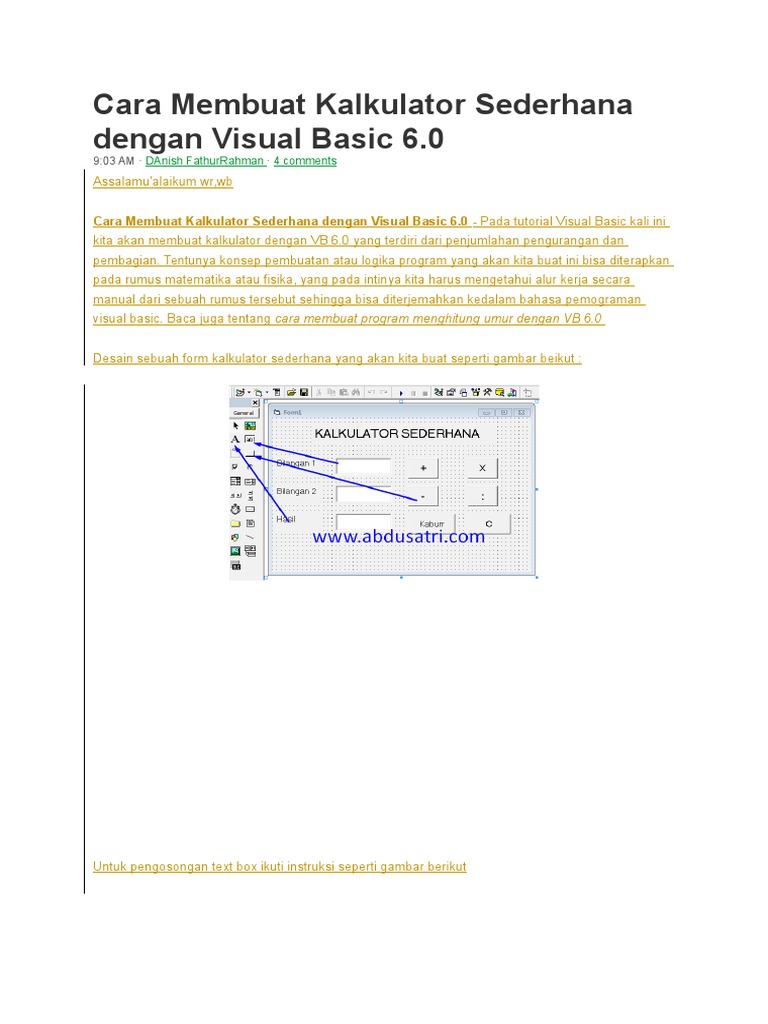 Cara Membuat Kalkulator Sederhana Dengan Visual Basic 6 | PDF ...
