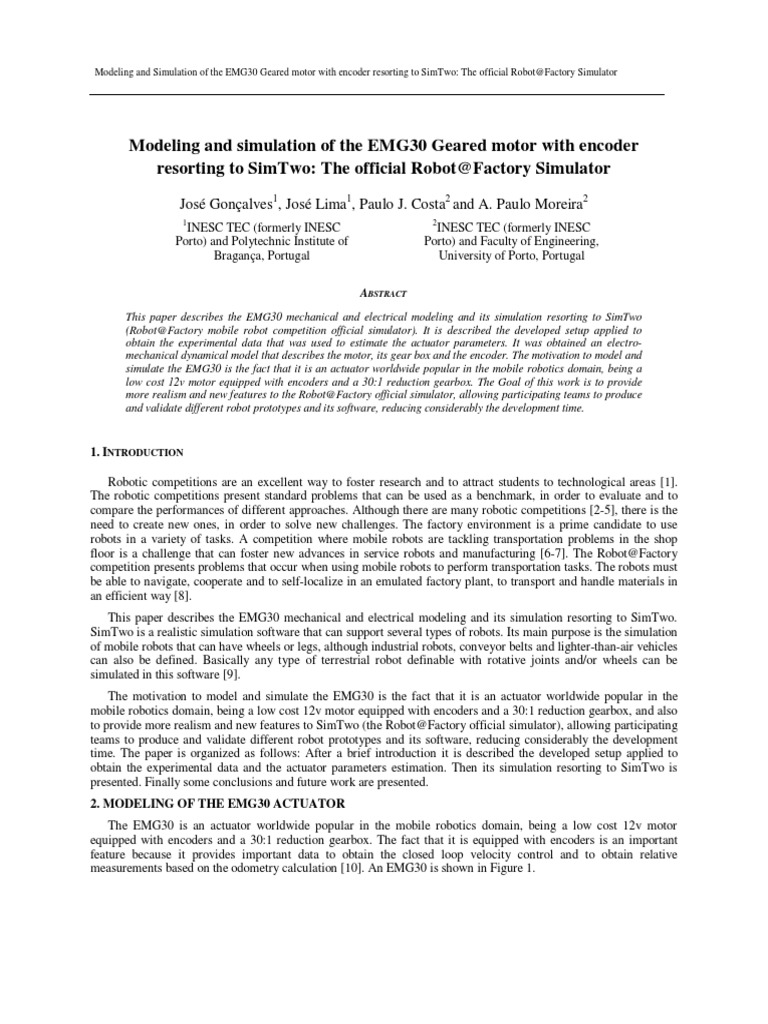 EMG30 Motor Modeling in SimTwo Simulator | PDF | Simulation | Robot