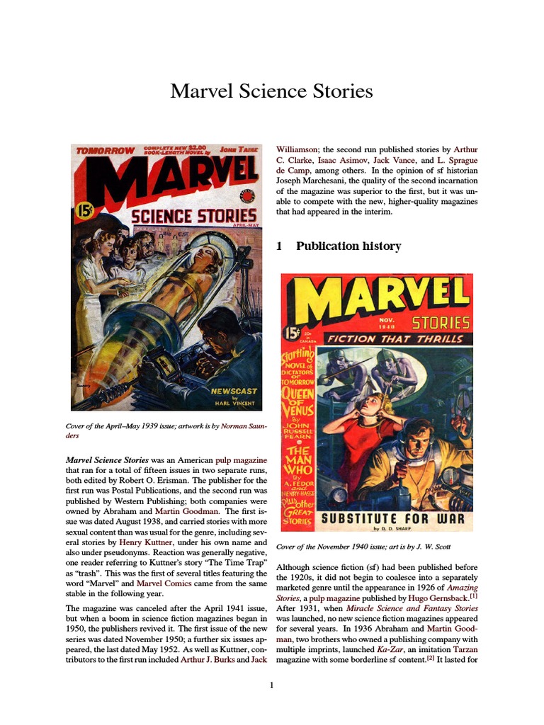 A Tale of Two Marvels: The Rise and Fall of Marvel Science Stories, an ...