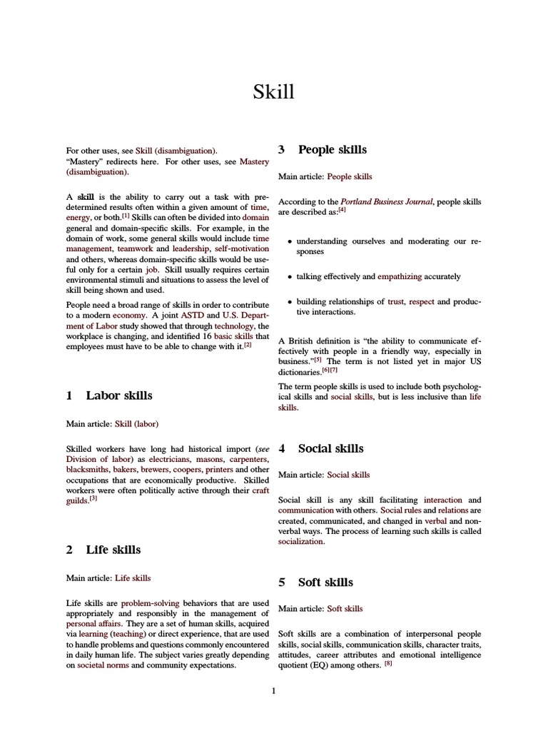 Skill | PDF | Skill | Cognition