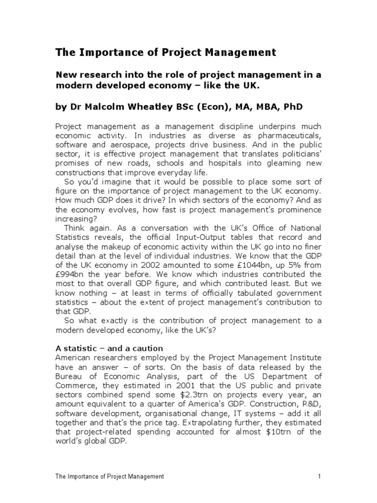 The Importance of Project Management | PDF | Innovation | Small And ...