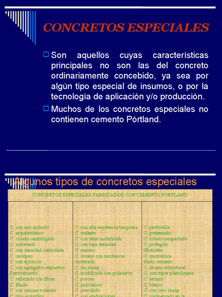 Concretos Especiales | PDF | Hormigón | Cemento