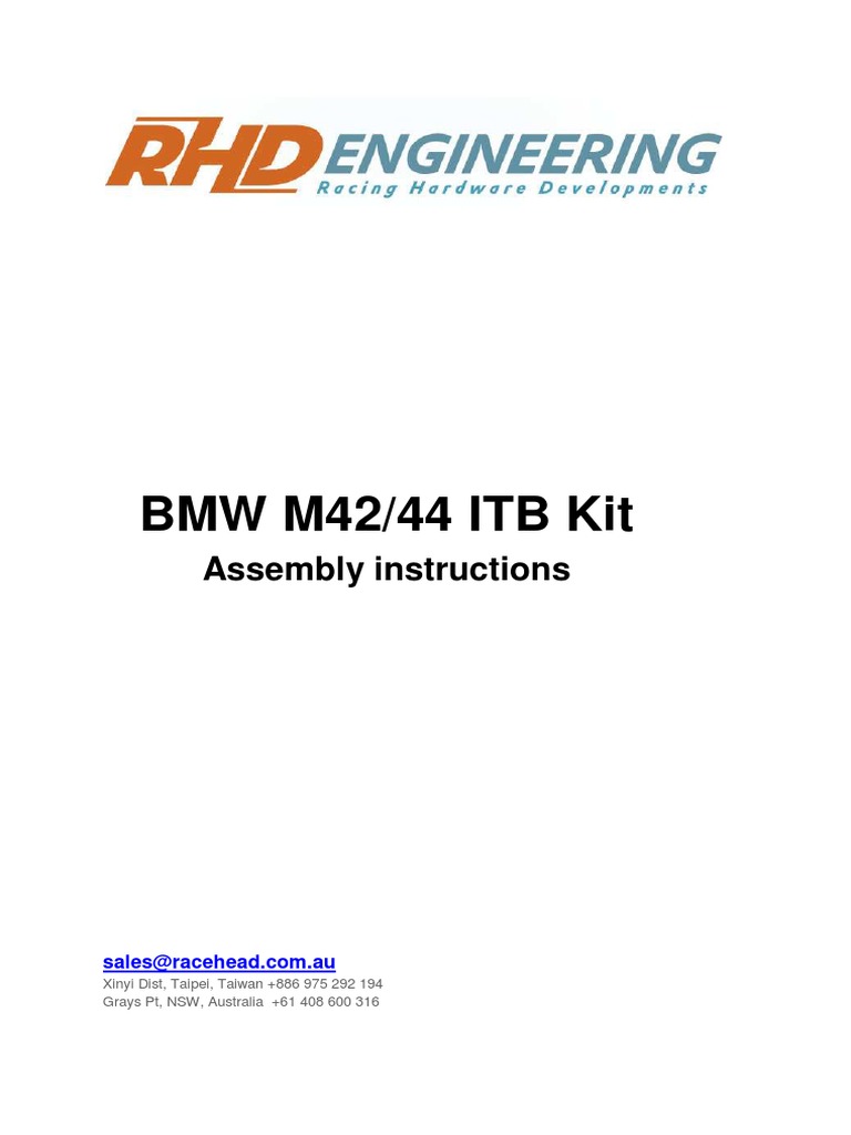 BMW M42 44 Itb Kit Instructions | PDF | Throttle | Vehicle Parts