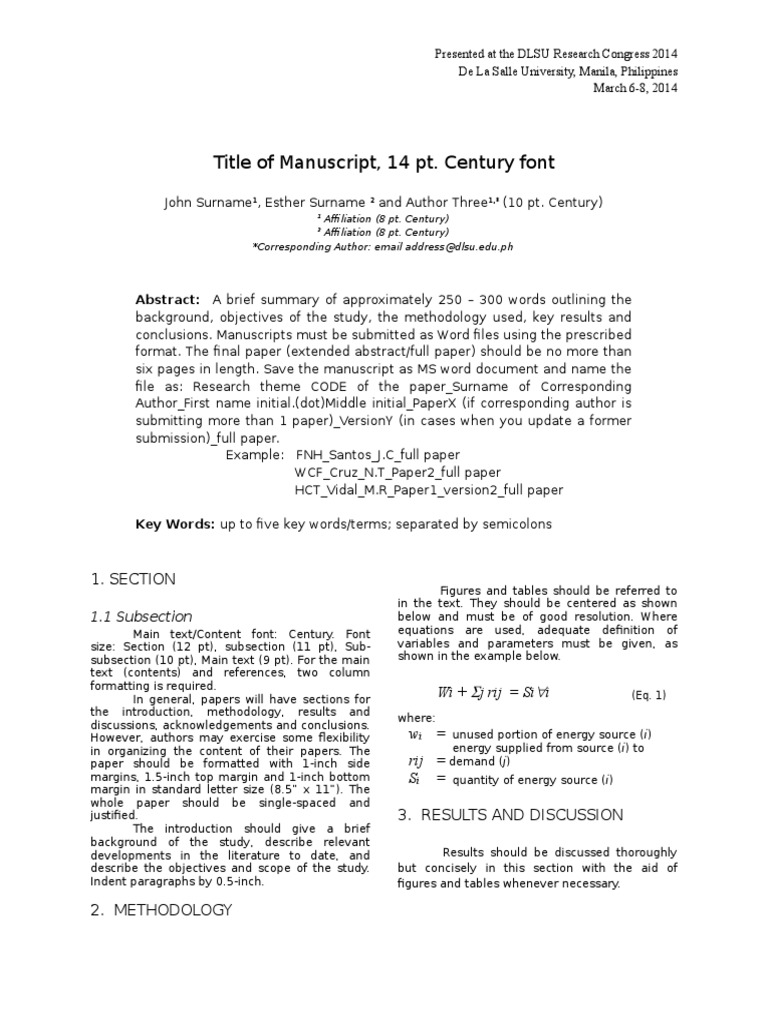 Full Paper Format Research Congress | PDF | Abstract (Summary)