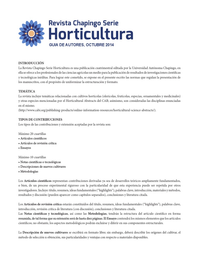 Guía de Autores Revista Chapingo | PDF | Arte
