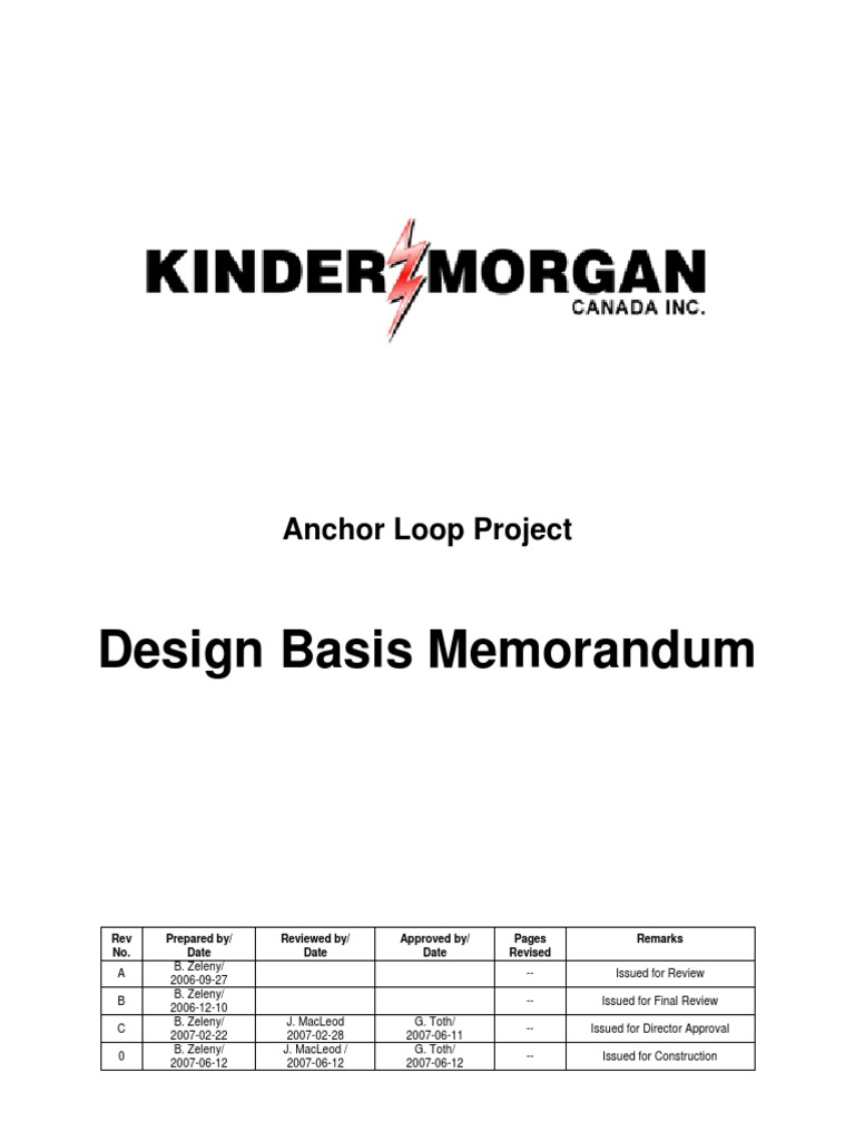 Design Basis Memorandum - Regulatory Document Index | Pipeline ...