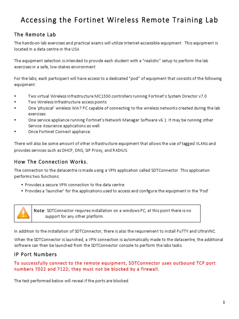 Accessing the Remote Hands-On Fortinet Wireless Training Lab | PDF | Port (Computer Networking ...