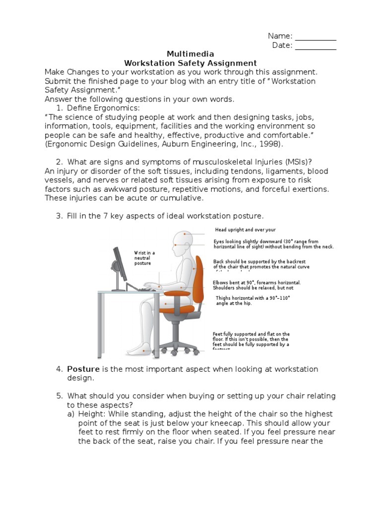 Workstation Safety | PDF | Chair | Computer Keyboard
