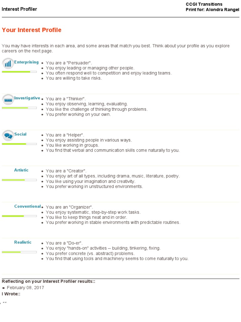 Interest Profiler | PDF