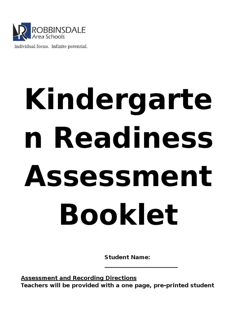 Kindergarte N Readiness Assessment Booklet | PDF | Cognition ...