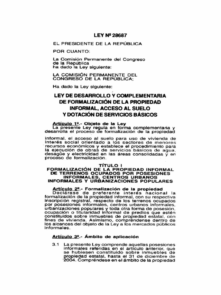 Ley 28687 PDF | PDF