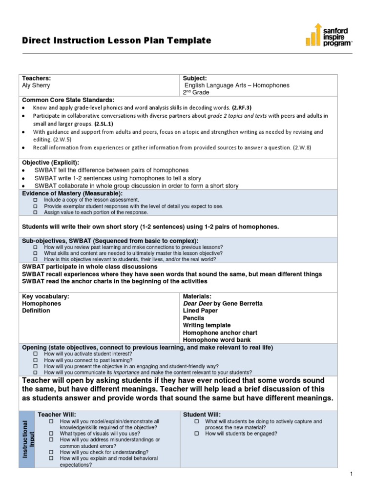 RDG Lesson Plan - Homophones | PDF | Lesson Plan | Educational Assessment