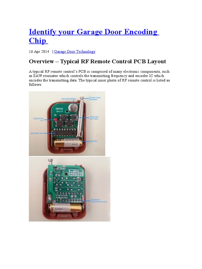 Identify Your Garage Door Encoding Chip | PDF | Electronic Filter ... Identify Your Garage Door Encoding Chip | PDF | Electronic Filter ...