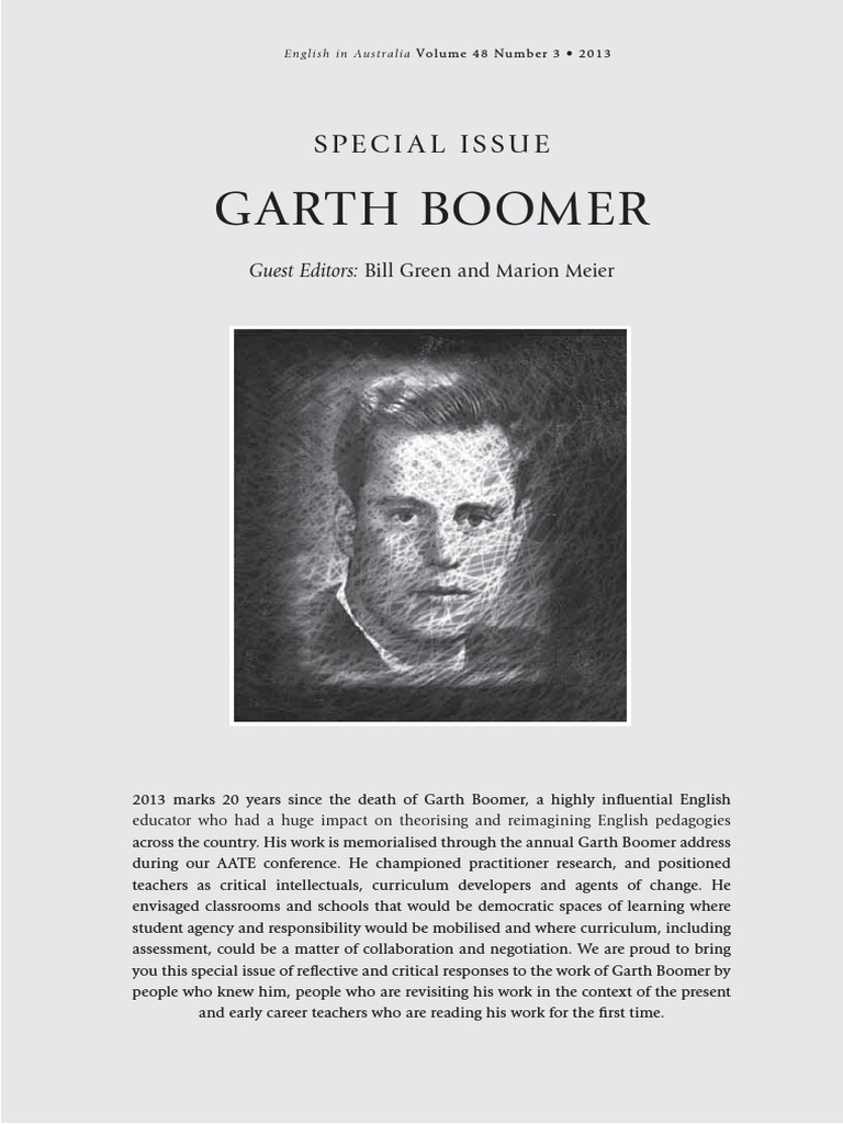 Eina 48 No 3 Editorial Garth Boomer 20 Years On by Bill Green and ...