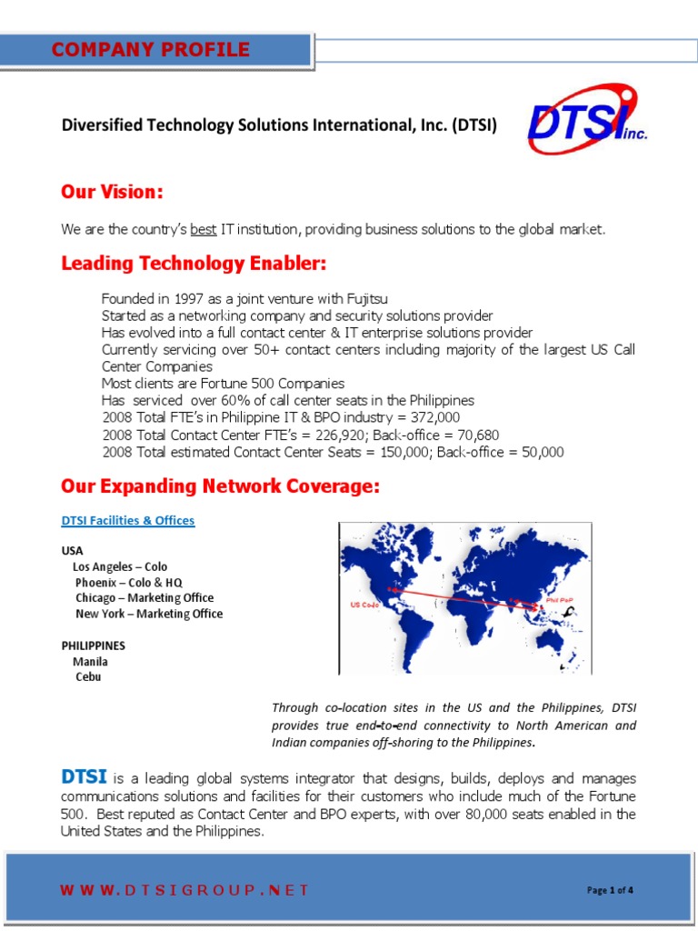DTSI Company Profile | PDF | Data Center | Telephony