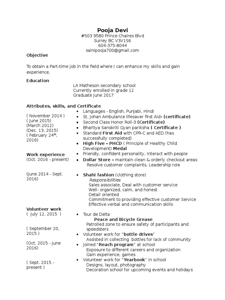 Pooja Resume | PDF | Wellness | Medical