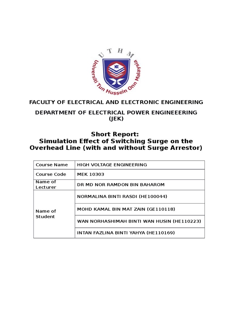 Simulation Effect of Switching Surge On The Overhead Line (With and ...