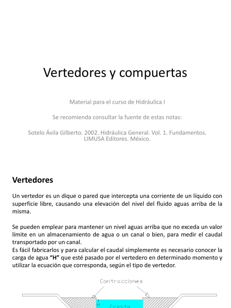 Hidraulica 1 Cap - 5 - Vertedores y Compuetas 2013 - 1 - 2 PDF | PDF ...