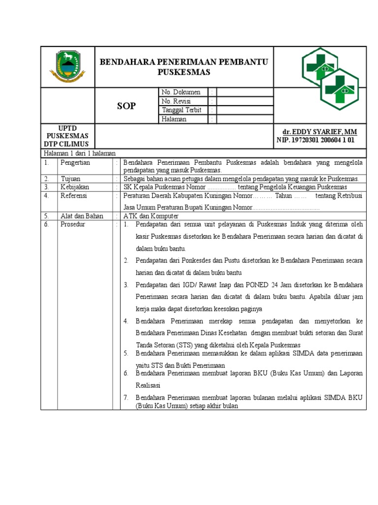 Sop Bendahara Penerimaan | PDF