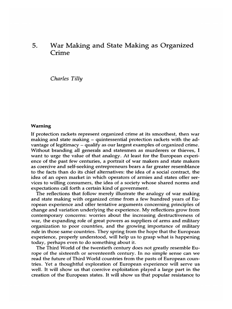 Tilly, Charles. 5. War Making and State Making as Organized Crime..pdf ...