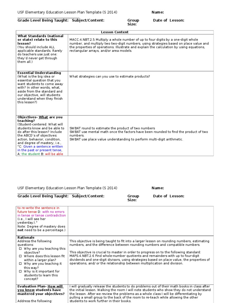 Supervisor Observation 1 Spring 17 | PDF | Teaching Method | Lesson Plan