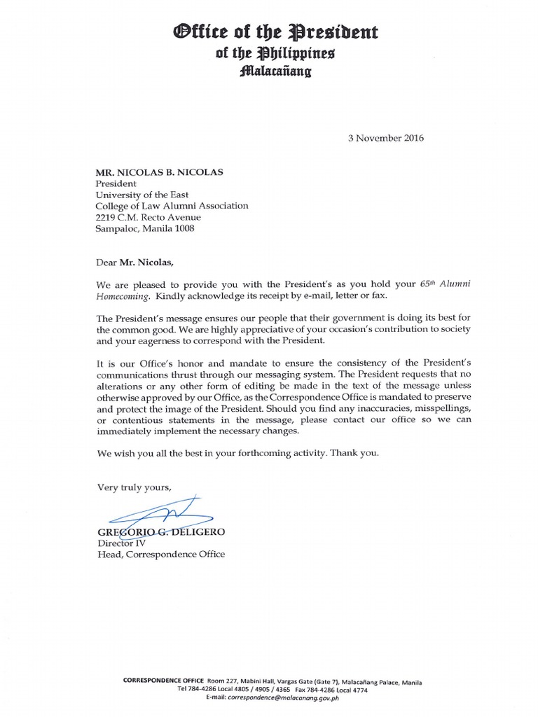 Sample Letter From PRRD | PDF