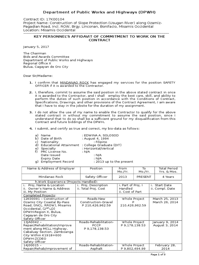 7b Key Personnel Affidavit VCL | PDF | Engineering | Industries
