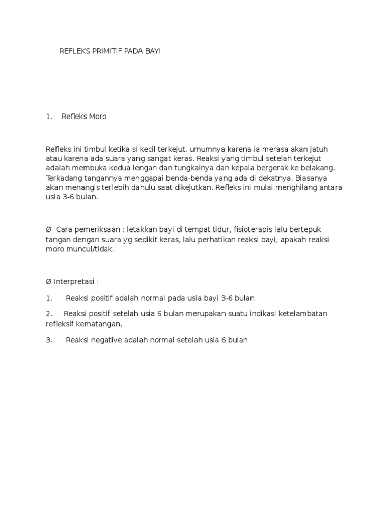 Refleks Primitif Pada Bayi | PDF