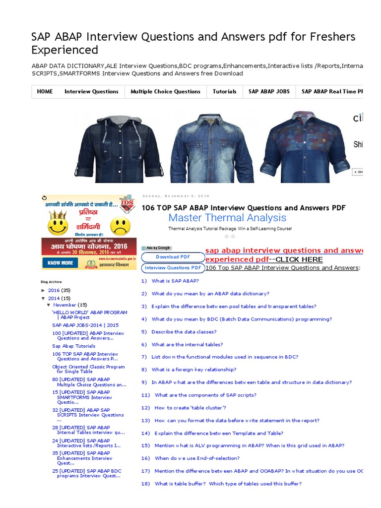 106 TOP SAP ABAP Interview Questions and Answers PDF - SAP ABAP Interview Questions and Answers ...