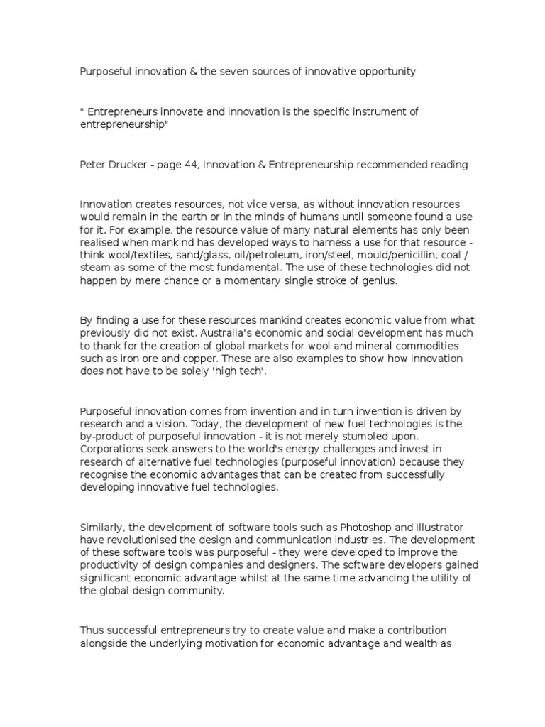 Purposeful Innovation | PDF | Entrepreneurship | Innovation