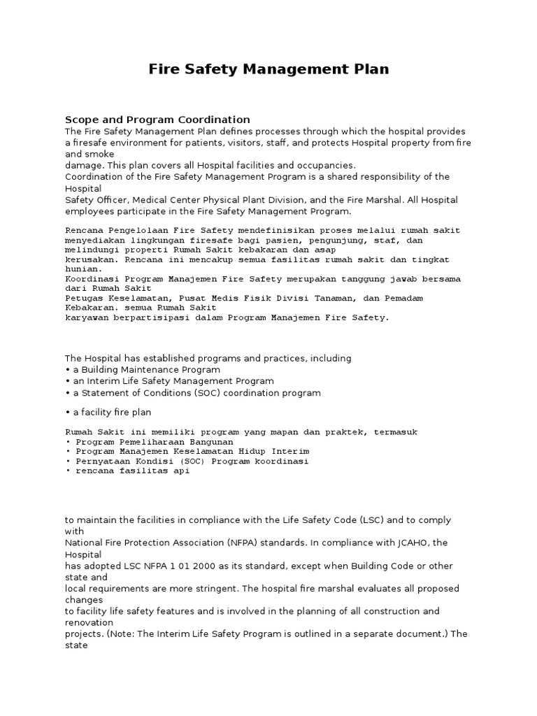 Fire Safety Management Plan | PDF