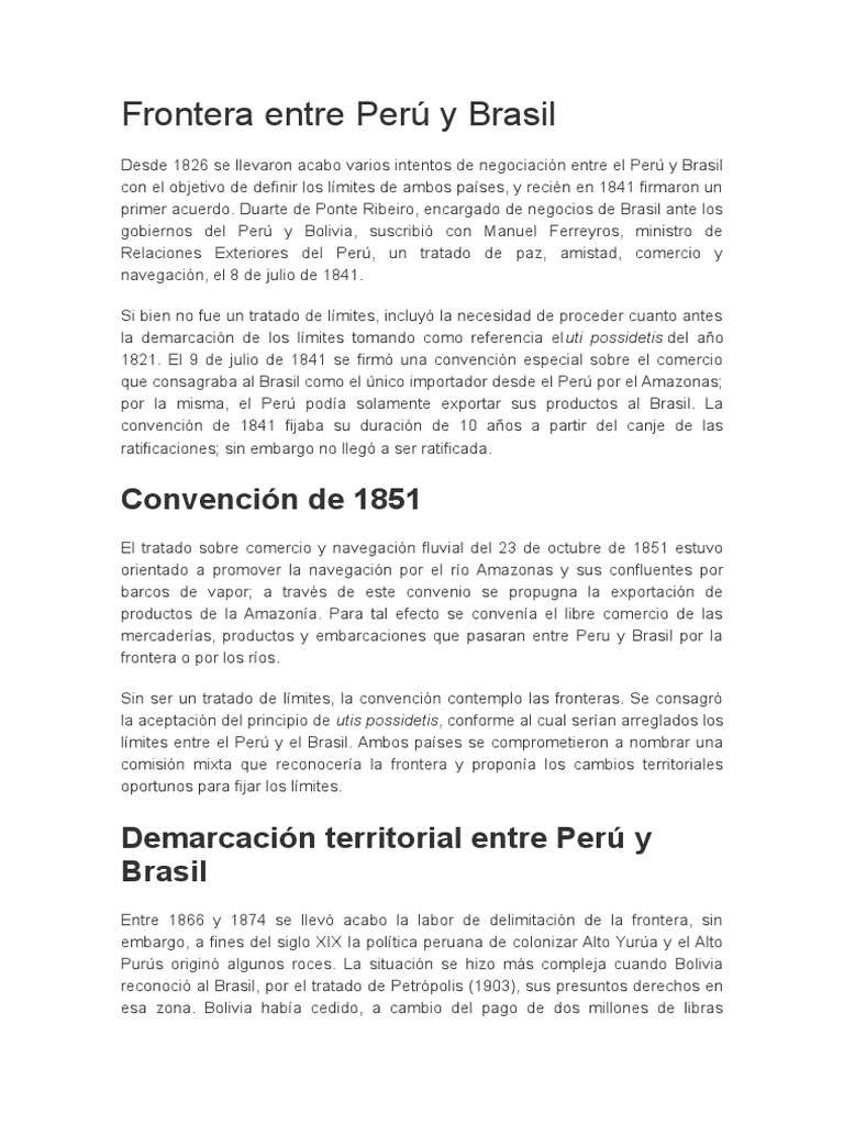 Frontera Entre Perú y Brasil | PDF | Perú | Brasil