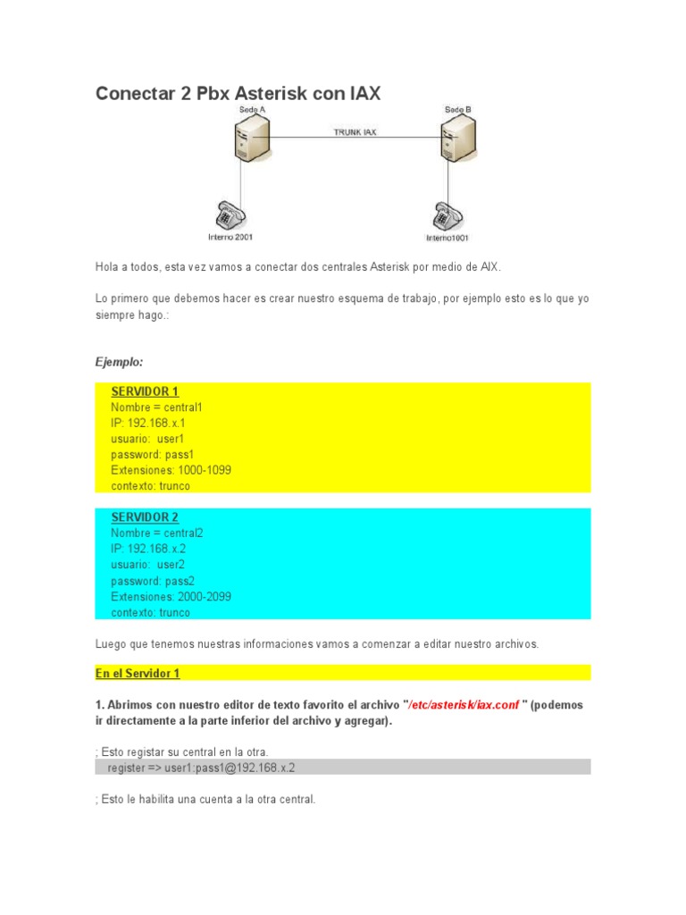 Conectar 2 PBX Asterisk Con IAX | PDF