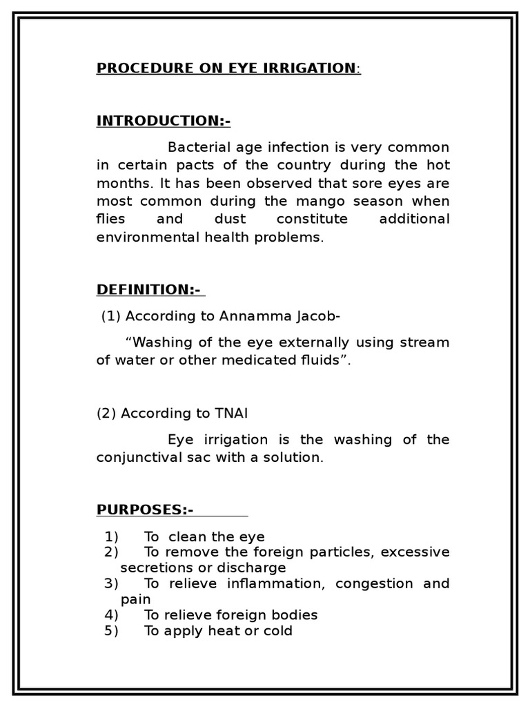 Demo Eye Irrigation | PDF | Diseases And Disorders | Medicine