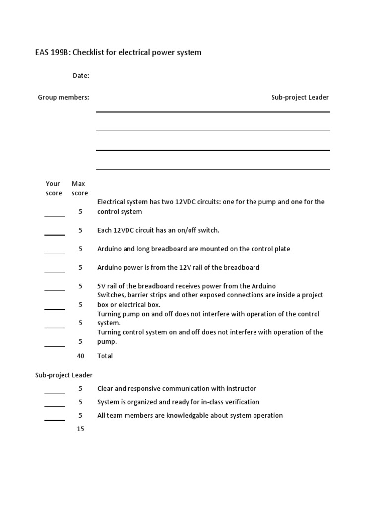 Checklist 02 Electrical Power | PDF