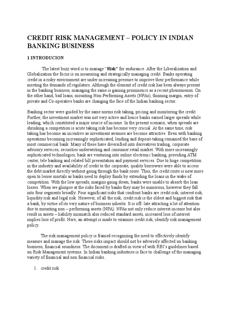 Credit Risk Management | PDF | Market Liquidity | Liquidity Risk