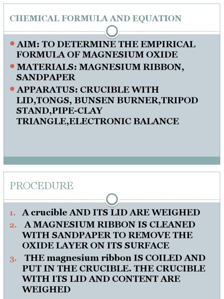 Chemical Formula and Equation | PDF