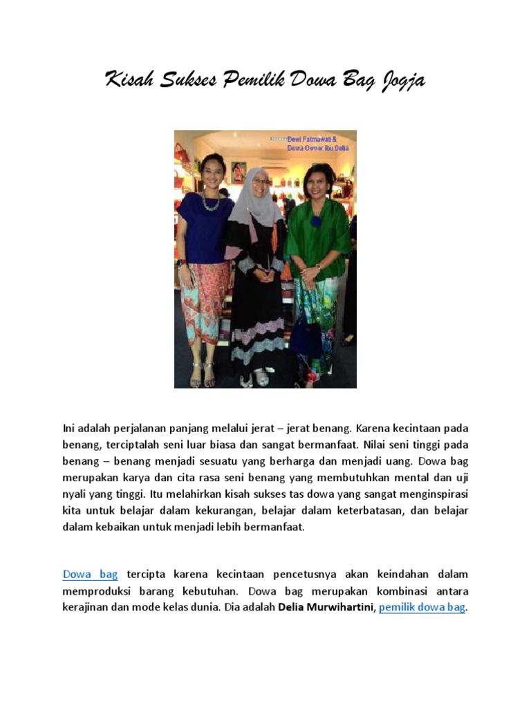 Kisah Sukses Pemilik Dowa Bag Jogja | PDF
