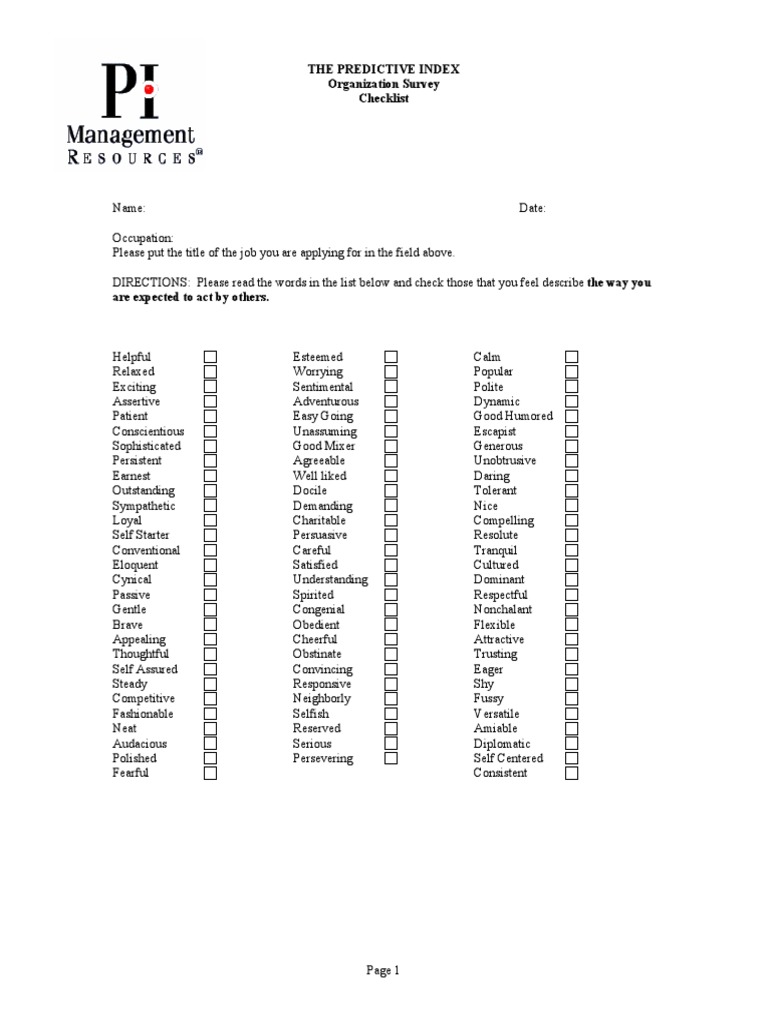 Example Predictive Index | PDF | Psychology