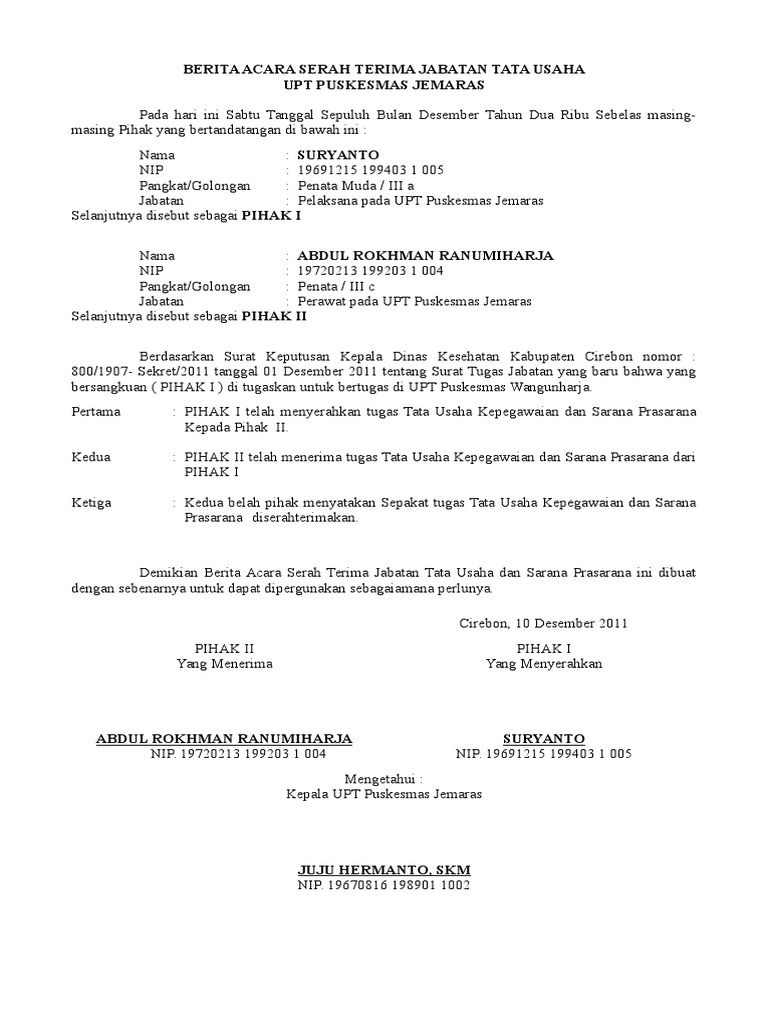 Berita Acara Jamkesmas | PDF