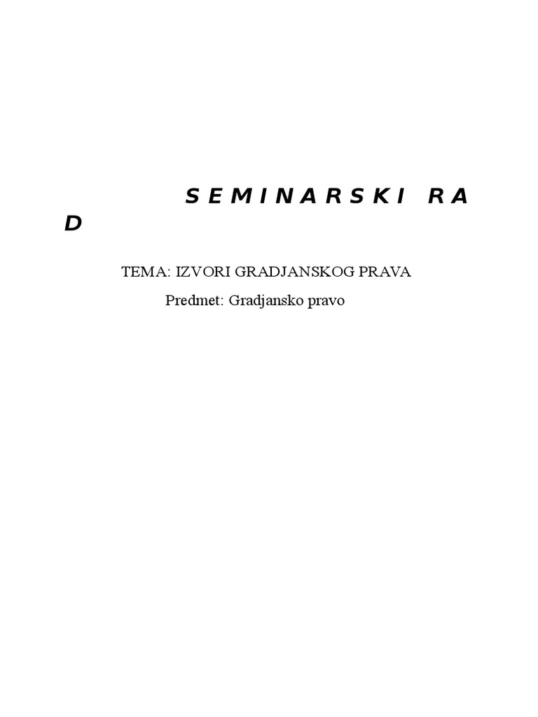 Seminarski Rad Iz Gradjanskog Prava | PDF