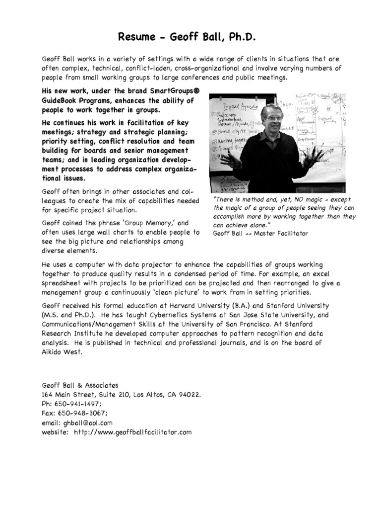 Geoff Balls Capabilities | PDF | Facilitator | Competence (Human Resources)