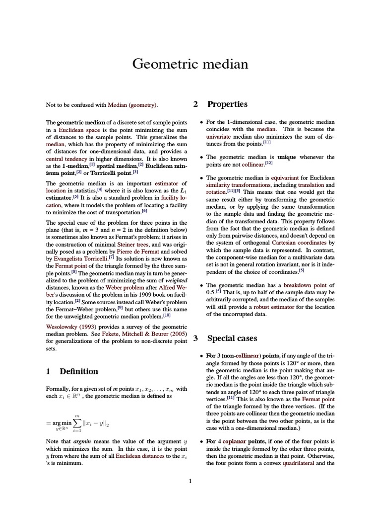 Geometric Median | PDF | Median | Mathematical Concepts