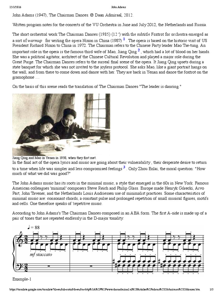 John Adams Nixon in China Article | PDF | Performing Arts | Music Theory