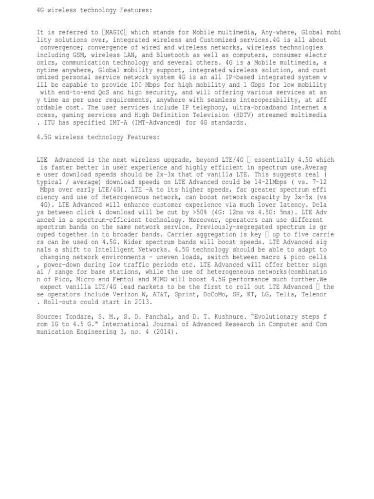 4G Vs 4.5G | PDF | 4 G | Lte Advanced