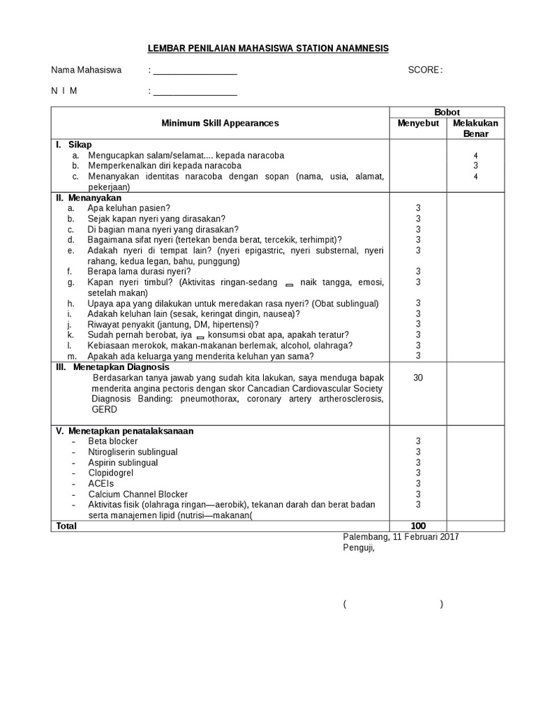 Checklist Anamnesis | PDF